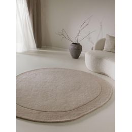 benuta Pure Wollteppich Shape Cream &oslash; 200 cm rund - Naturfaserteppich aus Wolle