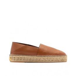 Valentino Garavani Low-Top Sneaker - Logo-Plaque Leather Espadrilles - Gr. 42 (EU) - in Braun - f&uuml;r Damen