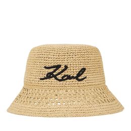 K by KARL LAGERFELD Karl Lagerfeld Caps & M&uuml;tzen - Signature-Bucket Hat in H&auml;keloptik Hut - Gr. ONE SIZE - in Beige - f&uuml;r Damen