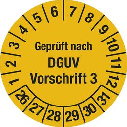 Gepr&uuml;ft nach DGUV, Dokumentenfolie, &Oslash; 30 mm, VE 10 Stk, 26 - 31, gelb kaiserkraft