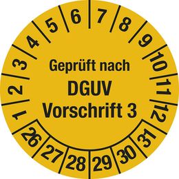 Gepr&uuml;ft nach DGUV, Dokumentenfolie, &Oslash; 20 mm, 26 - 31, gelb kaiserkraft