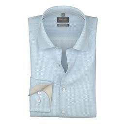 Businesshemd OLYMP "24/7 - Luxor", Herren, Gr. 40, N-Gr, bleu, Web, Obermaterial: 64% Baumwolle, 27% Polyester, 9% Elasthan, gemustert, unifarben, comfort fit normal, 2-Knopf-Manschette verstellbar, Hemden, New Kentkragen, comfort fit, Climate Control