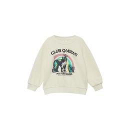 Sweatshirt s.Oliver JUNIOR, M&auml;dchen, Gr. 104/110, beige, Sweatware, Obermaterial: 95% Baumwolle, 5% Elasthan, bedruckt, oversize normal, Rundhals, Rippb&uuml;ndchen, Sweatshirts Sweatshirt, mit Print