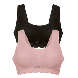 Bralette ANITA SINCE 1886 "Essential Lace", Damen, Gr. S, N-Gr, rosa (multi colour), Obermaterial: 61% Polyamid, 39% Elasthan, unifarben, BHs Bralette, Doppelpack, vorgeformt, herausnehmbare Schale, gemoldete Cups
