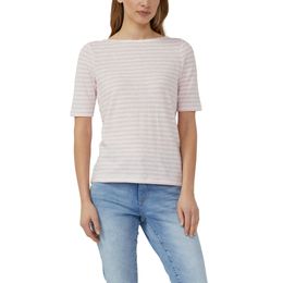 T-Shirt s.Oliver, Damen, Gr. 42, rose stripe, Jersey, Obermaterial: 100% Baumwolle, gestreift, slim fit normal, U-Boot-Ausschnitt, gerader Abschluss, Shirts T-Shirt, mit Flammgarnstruktur