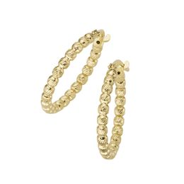 Paar Creolen Smart Jewel "mit diamantierter Oberfl&auml;che, Silber 925" Gr. 2, gold, Ohrringe, Damen, 2cm, Silber 925 (Sterlingsilber)