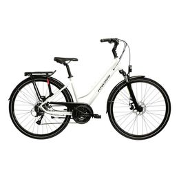Trekkingrad KROSS "Damen-Trekkingrad 28" Trans 3.0 wei&szlig; 24 G&auml;nge" Gr. 43, wei&szlig;, schwarz, Fahrr&auml;der, Damen, 43cm, 28 Zoll (71,12cm) hinten: 28 Zoll (71,12cm), KROSS Damen-Trekkingrad 28" Trans 3.0 wei&szlig; 24 G&auml;nge