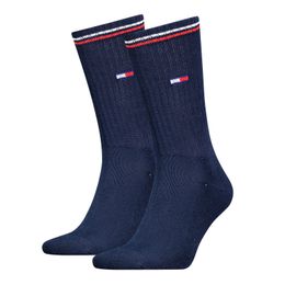 Socken Tommy Hilfiger "TH UNI TJ SOCK 2P ICONIC", Damen, Gr. 43-46, blau (schwarz navy), Baumwollmischung, Socken Socken, Verst&auml;rkte Ferse und Spitze f&uuml;r zus&auml;tzliche Strapazierf&auml;higkeit