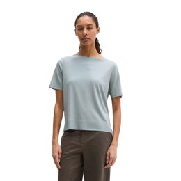 Marc O'Polo T-Shirt MARC O'POLO "aus TENCEL&trade; Lyocell-Baumwolle-Mix", Damen, Gr. S, grau horizon, Obermaterial: 67% Lyocell, 33% Baumwolle, unifarben, loose fit, U-Boot-Ausschnitt, Rippb&uuml;ndchen, Shirts T-Shirt