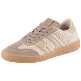 Marc O'Polo Sneaker MARC O'POLO "Court", Damen, Gr. 39, creme, hellbraun, Lederimitat, Textil, Veloursleder, unifarben mit Farbeinsatz, Schuhe Sneaker, Retro-Sneaker, Schn&uuml;rschuh, Halbschuh mit Memory Foam Ausstattung