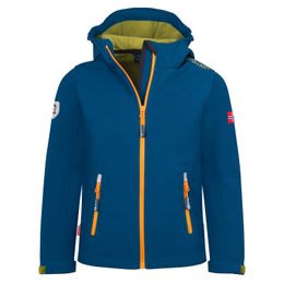 Softshelljacke Trollkids "KIDS TROLLFJORD JACKET", Kinder, Gr. 104, madeira blau, pear gr&uuml;n, Obermaterial: 94% Polyester, 6% Elasthan, normal, Jacken Softshelljacke, sportlicher Stil, winddicht, wasserabweisend, mit Rei&szlig;verschluss