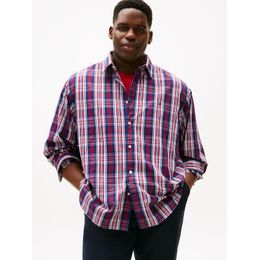Tommy Hilfiger Big & Tall Langarmhemd "BT - FLEX POP MEDIUM CHECK", Herren, Gr. 3XL, N-Gr, preppy navy, check, Web, Obermaterial: 100% Baumwolle, TOMMY HILFIGER BIG & TALL, kariert, regular fit normal, Manschette, Hemden, regular fit, Gro&szlig;e Gr&ouml;&szlig;en, kariert