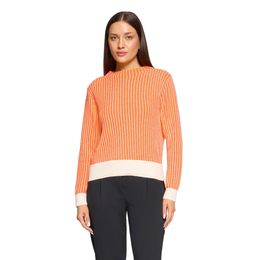 BETTY & CO Strickpullover BETTY & CO "Damen mit Strickdetails", Damen, Gr. 44, cream, orange, Strick, Obermaterial: 100% Polyester, gerade normal, Pullover Strickpullover