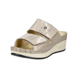Pantolette Vital "Vital Pantoletten Leder", Damen, Gr. 38, taupe, Leder, Schuhe Pantolette