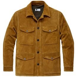 TELLASON Herren-Wildlederjacke L Goldbraun