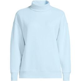 LANDS' END Serious Sweats Rollkragenpullover, Damen,  Blau, Baumwoll-Mischung/Polyester-Mischung, by Lands' End