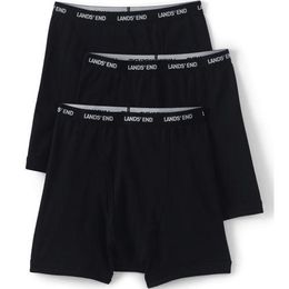 LANDS' END Baumwoll-Boxershorts (3er-Set), Herren,  Schwarz, Baumwolle, by Lands' End