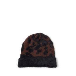 Tom Tailor Damen Beanie M&uuml;tze mit Leo-Print, braun, Animalprint, Gr. ONESIZE