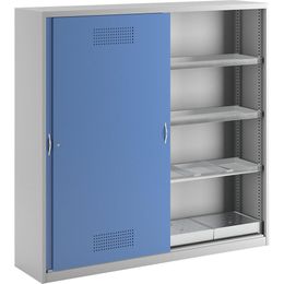 eurokraft pro Umweltschrank, Schiebet&uuml;rschrank XL, 6 Wannenb&ouml;den, HxBxT 1950 x 2000 x 500 mm