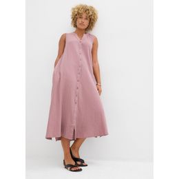bonprix Blusenkleid aus Musselin, lila, Gr.42, Langes Blusenkleid aus reiner Baumwolle mit Oversize-Passform. Mit seitlichen Nahttaschen und Schlitzen., aus 100% Baumwolle