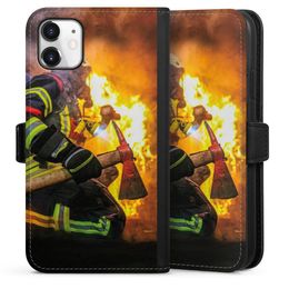 DeinDesign iPhone 11 Handy Klapph&uuml;lle Handyh&uuml;lle aus Kunst Leder schwarz Flip Case Life Saver Fire Fighters Fire Sideflip mit Lasche