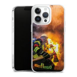 DeinDesign iPhone 14 Pro Max Handy Silikon H&uuml;lle Case transparent Handyh&uuml;lle Life Saver Fire Fighters Fire Silikon Case