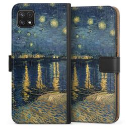 DeinDesign Galaxy A22 5G Handy Klapph&uuml;lle Handyh&uuml;lle aus Kunst Leder schwarz Flip Case Kunst Painting Sideflip mit langer Lasche