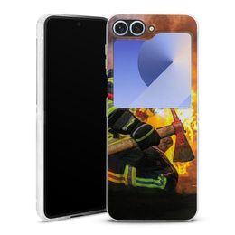 DeinDesign Galaxy Z Flip 6 Handy Hard Case Schutzh&uuml;lle transparent Smartphone Handy H&uuml;lle Fire Fire Fighters Life Saver Hard Case