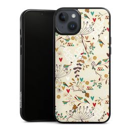 DeinDesign iPhone 14 Plus Handy Silikon H&uuml;lle Case schwarz Handyh&uuml;lle Flowers Bird Retro