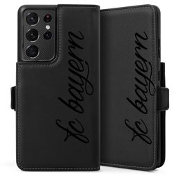 DeinDesign Galaxy S21 Ultra 5G Handy Klapph&uuml;lle Handyh&uuml;lle aus Kunst Leder schwarz Flip Case Fcb Official Licensed Product Fc Bayern M&uuml;nchen Sideflip mit Lasche