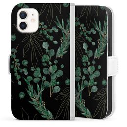 DeinDesign iPhone 12 mini Handy Klapph&uuml;lle Handyh&uuml;lle aus Kunst Leder wei&szlig; Flip Case Leaves Eukalyptus Nature Sideflip mit Lasche