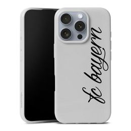 DeinDesign iPhone 16 Pro Handy Silikon H&uuml;lle Case wei&szlig; Handyh&uuml;lle Fcb Official Licensed Product Fc Bayern M&uuml;nchen Silikon Case