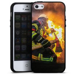 DeinDesign iPhone SE (2016-2019) Handy Silikon H&uuml;lle Case schwarz Handyh&uuml;lle Fire Fighters Fire Life Saver