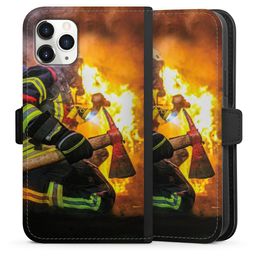 DeinDesign iPhone 11 Pro Handy Klapph&uuml;lle Handyh&uuml;lle aus Kunst Leder schwarz Flip Case Life Saver Fire Fighters Fire Sideflip mit Lasche