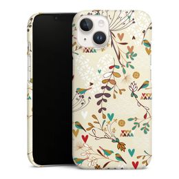 DeinDesign iPhone 14 Handy Premium Case Smartphone Handyh&uuml;lle Schutzh&uuml;lle matt Flowers Bird Retro Premium Case