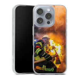 DeinDesign iPhone 16 Pro Handy Silikon H&uuml;lle Case transparent Handyh&uuml;lle Life Saver Fire Fighters Fire Silikon Case