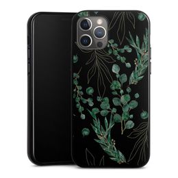 DeinDesign iPhone 12 Pro Handy Silikon H&uuml;lle Case schwarz Handyh&uuml;lle Leaves Eukalyptus Nature