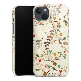 DeinDesign iPhone 14 Plus Handy Premium Case Smartphone Handyh&uuml;lle Schutzh&uuml;lle gl&auml;nzend Flowers Bird Retro Premium Case