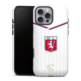 DeinDesign iPhone 16 Pro Max Handy Panzer Handyh&uuml;lle robuste Outdoor H&uuml;lle Schutzh&uuml;lle gl&auml;nzend Official Licensed Product Olympique Lyonnais Merchandise Tough 