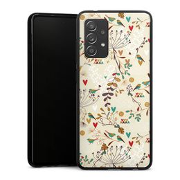 DeinDesign Galaxy A52s 5G Handy Silikon H&uuml;lle Case schwarz Handyh&uuml;lle Flowers Retro Bird