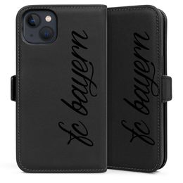 DeinDesign iPhone 13 Handy Klapph&uuml;lle Handyh&uuml;lle aus Kunst Leder schwarz Flip Case Fcb Official Licensed Product Fc Bayern M&uuml;nchen Sideflip mit Lasche