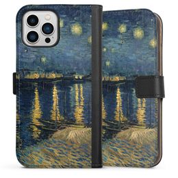 DeinDesign iPhone 13 Pro Max Handy Klapph&uuml;lle Handyh&uuml;lle aus Kunst Leder schwarz Flip Case Kunst Painting Sideflip mit langer Lasche