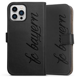 DeinDesign iPhone 13 Pro Max Handy Klapph&uuml;lle Handyh&uuml;lle aus Kunst Leder schwarz Flip Case Fcb Official Licensed Product Fc Bayern M&uuml;nchen Sideflip mit langer 