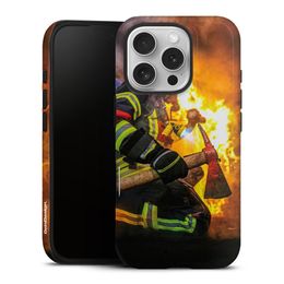 DeinDesign iPhone 16 Pro Handy Panzer Handyh&uuml;lle robuste Outdoor H&uuml;lle Schutzh&uuml;lle gl&auml;nzend Life Saver Fire Fighters Fire Tough Case