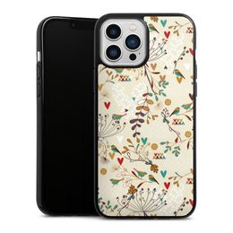 DeinDesign iPhone 13 Pro Max Handy Silikon H&uuml;lle Case schwarz Handyh&uuml;lle Flowers Bird Retro