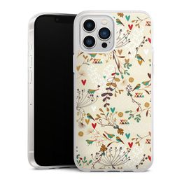 DeinDesign iPhone 13 Pro Max Handy Silikon H&uuml;lle Case transparent Handyh&uuml;lle Flowers Bird Retro Silikon Case