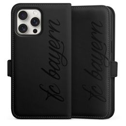 DeinDesign iPhone 15 Pro Max Handy Klapph&uuml;lle Handyh&uuml;lle aus Kunst Leder schwarz Flip Case Fcb Official Licensed Product Fc Bayern M&uuml;nchen Sideflip mit Lasche