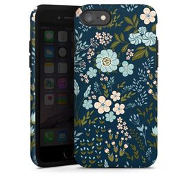 DeinDesign iPhone SE (2020) Handy Panzer Handyh&uuml;lle robuste Outdoor H&uuml;lle Schutzh&uuml;lle matt Blue Muster Flowers Tough Case