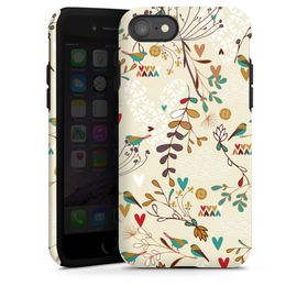 DeinDesign iPhone SE (2020) Handy Panzer Handyh&uuml;lle robuste Outdoor H&uuml;lle Schutzh&uuml;lle matt Bird Retro Flowers Tough Case