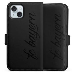 DeinDesign iPhone 15 Handy Klapph&uuml;lle Handyh&uuml;lle aus Kunst Leder schwarz Flip Case Fcb Official Licensed Product Fc Bayern M&uuml;nchen Sideflip mit Lasche